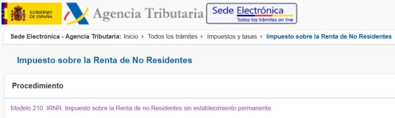Impuesto sobre la Renta de No Residentes / modelo 210 / Ejemplos