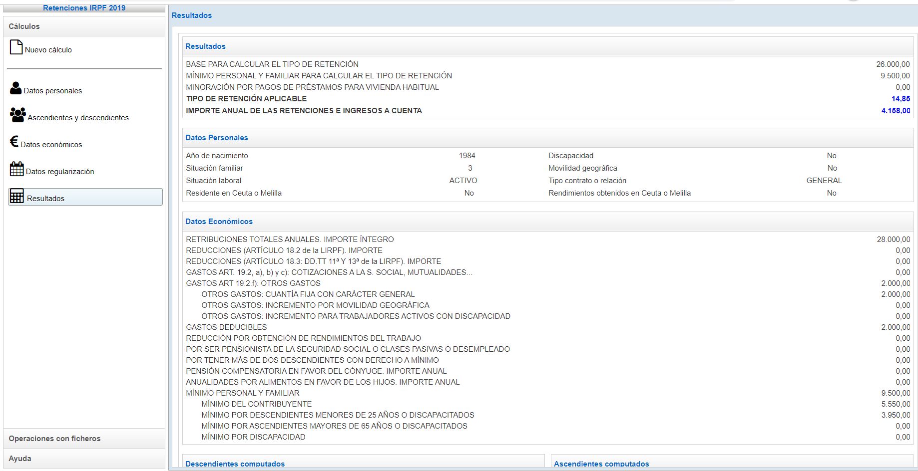 Cálculo retenciones IRPF 5 Resultados - Mis finanzas personales